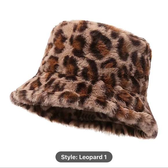 Accessories | New Leopard Print Fuzzy Bucket Classic Winter Lightweight ...